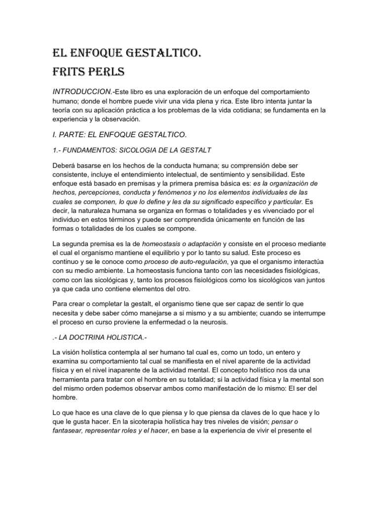 El Enfoque Gestaltico | PDF | Holismo | Comportamiento