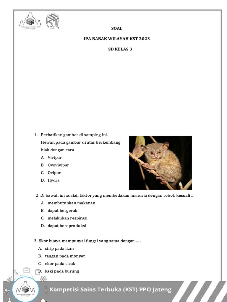 Soal Ipa SD 3 KST 2023 | PDF