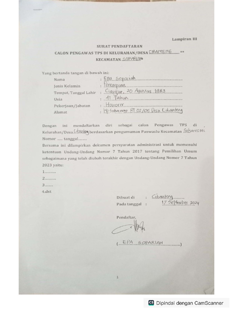 Berkas Ptps Fix - Epa Sopariah | PDF