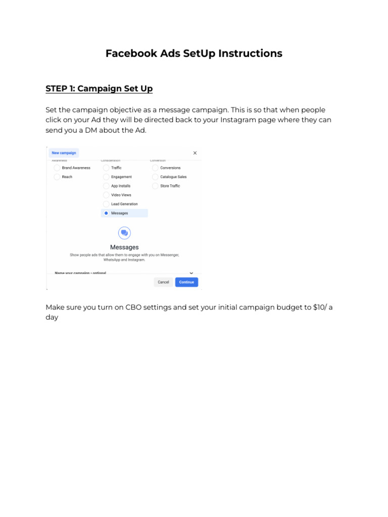 Facebook Ads SetUp Instructions | PDF
