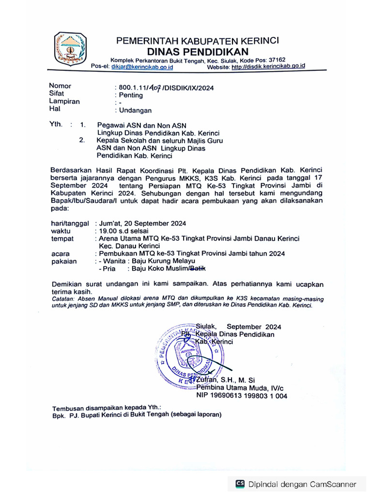 Undangan Pembukaan MTQ | PDF