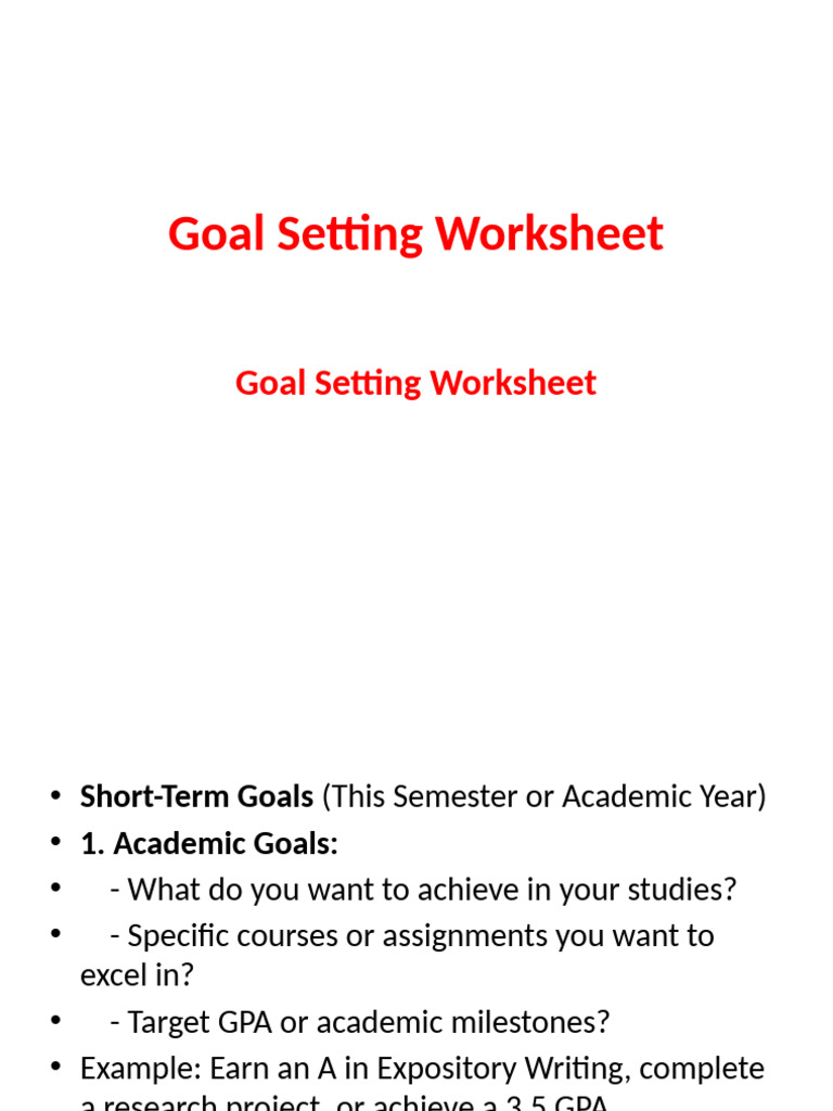 Goal Setting Worksheet | PDF