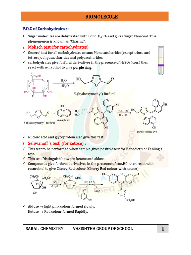 Biomolecule Tests and Reagents Guide | PDF | Carbohydrates | Chemical ...