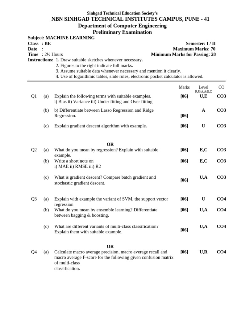 ML question paper1 | PDF | Cluster Analysis | Data Mining