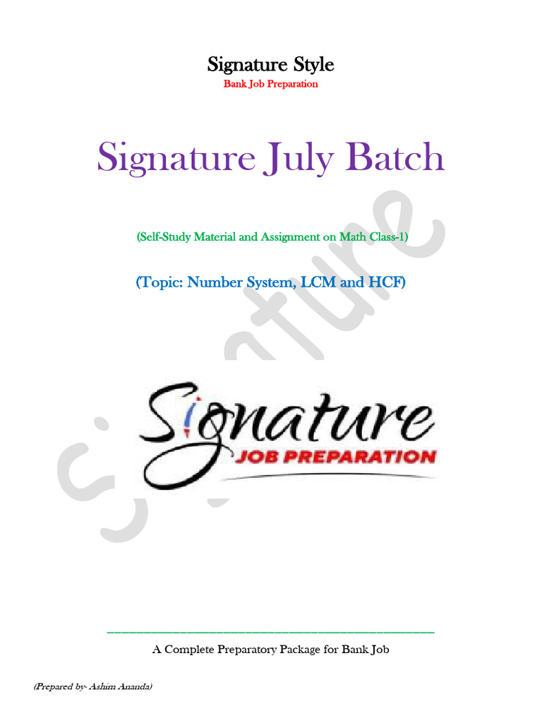 Self Study Material and Assignment-1 | PDF | Division (Mathematics) | Numbers