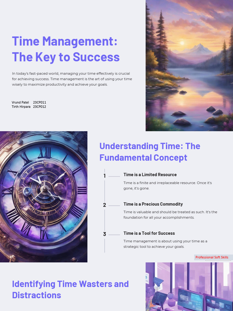 Time Management: The Key To Success: Vrund Patel 23CP011 Tirth Hirpara ...