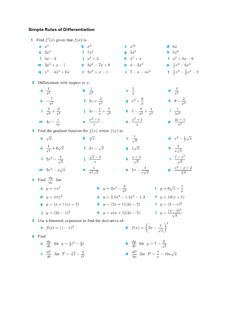 Calculus Differentiation | PDF | Science & Mathematics