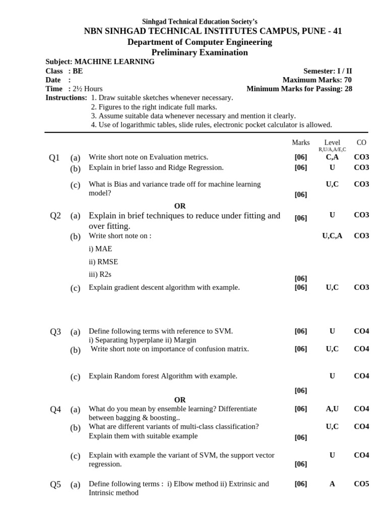 ML QUESTION PAPER3 | PDF | Machine Learning | Support Vector Machine