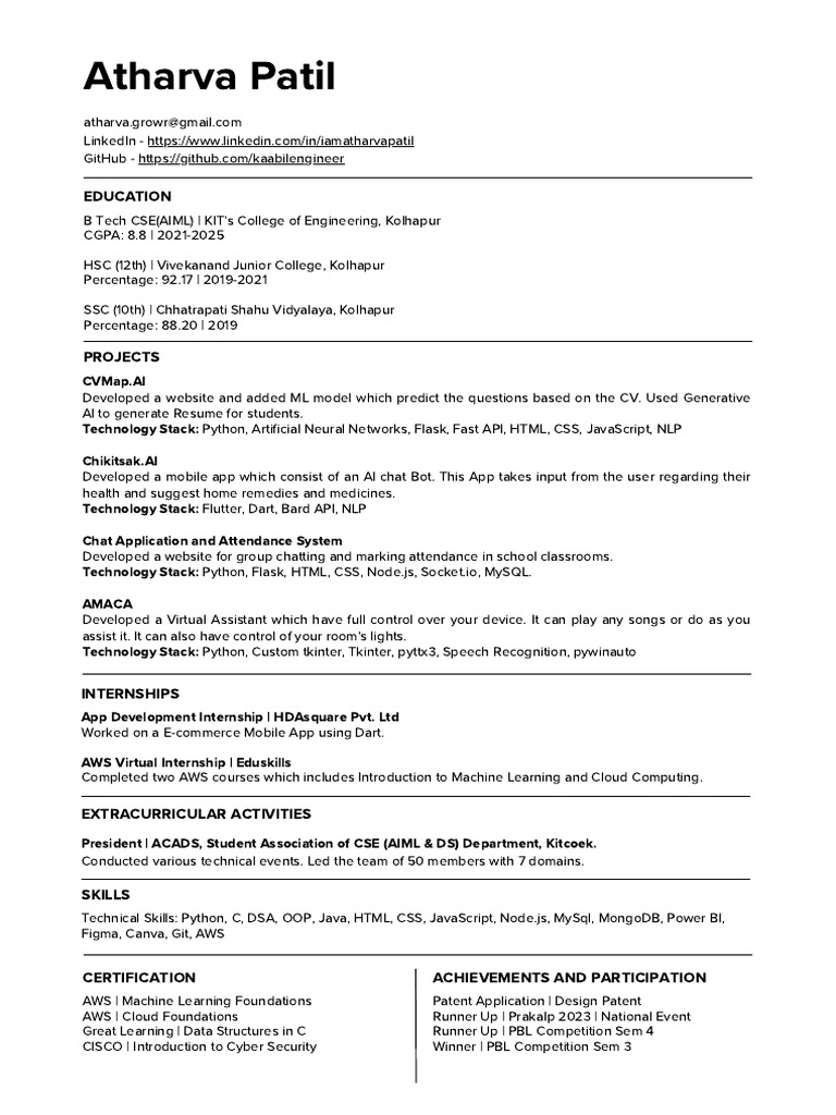 Atharva Resume | PDF | Business