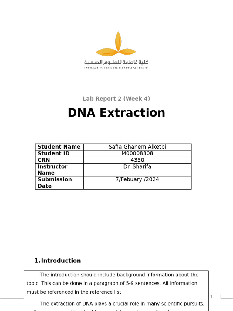 DNA Extraction Lab Report | PDF | Molecular Biology | Life Sciences