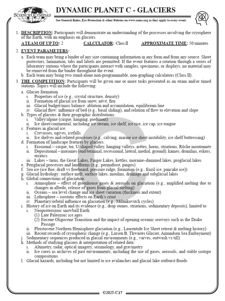 Science Olympiad Dynamic Planet | PDF | Glacier | Lake