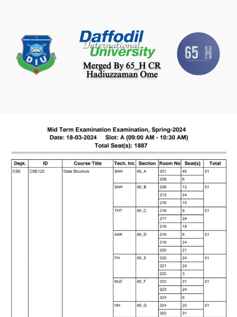 65 Batch Mid Term Routine & Seat Plan Merged by Hadiuzzaman Ome | PDF