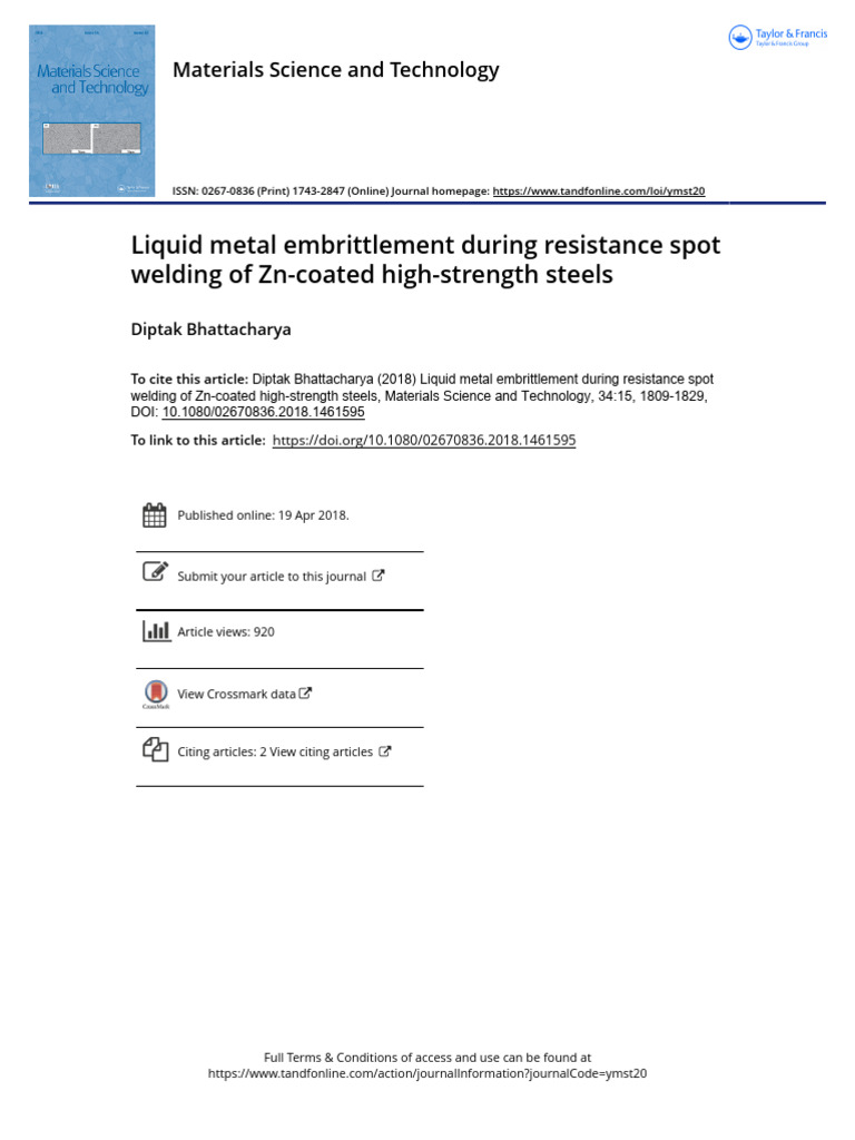 2018 - Liquid Metal Embrittlement During Resistance Spot Welding of ZN ...