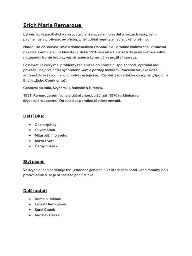 Erich Maria Remarque | PDF
