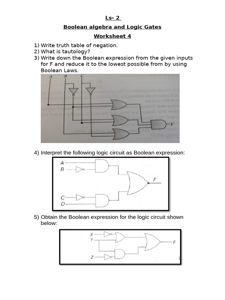 Ls 2 - Propositional Logic - Worksheet 4 | PDF