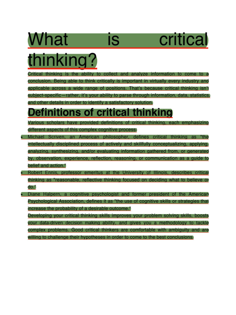 Critical Thinking 1 | PDF | Critical Thinking | Thought