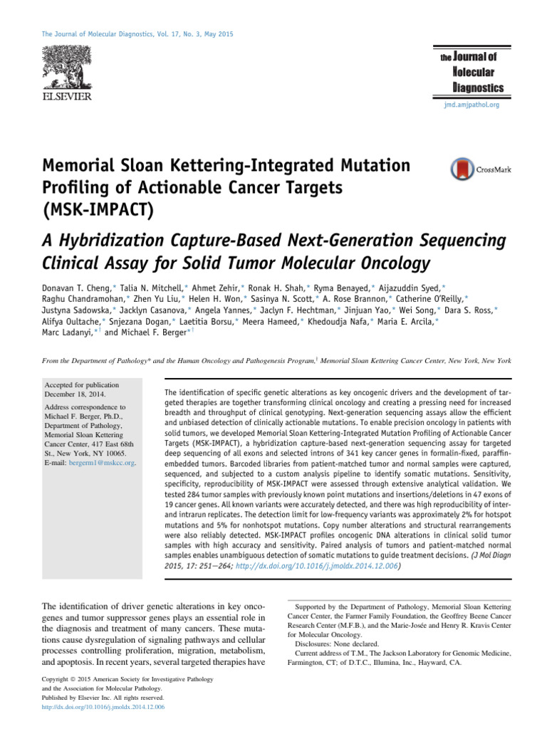 A Hybridization Capture Based Next Generation Sequencing Clinical Assay For Solid Tumor