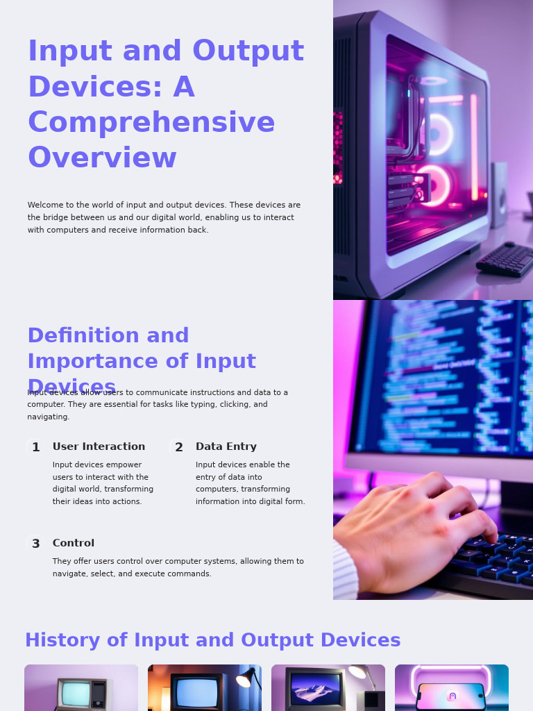 Input and Output Devices Overview | PDF | Computer Keyboard | Image Scanner