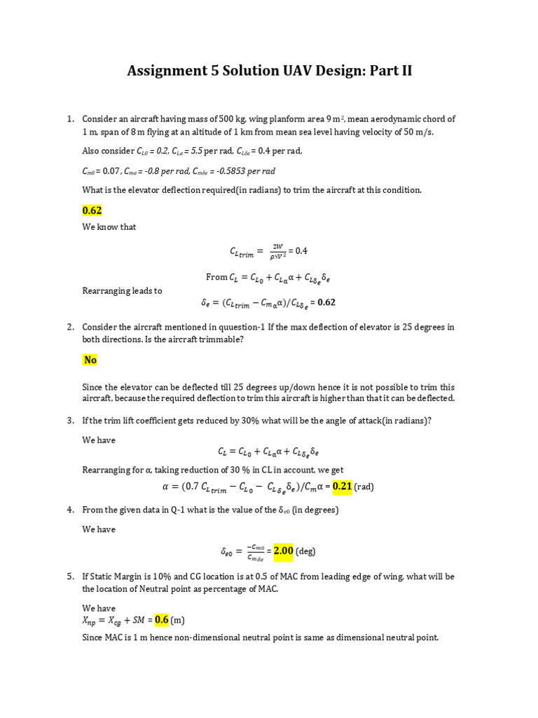 Assignment5 Solution UAV Design-1 | PDF