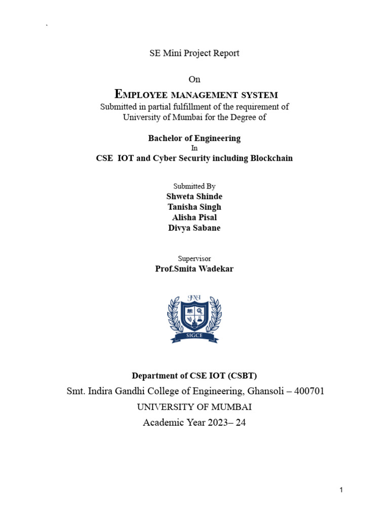 SE (IOT) Mini Project Report Template | PDF | Databases | Software