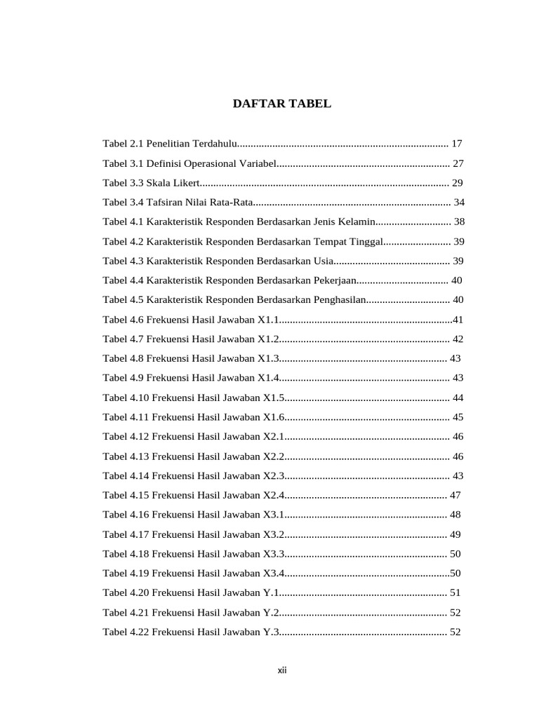 Daftar Tabel Revisi | PDF