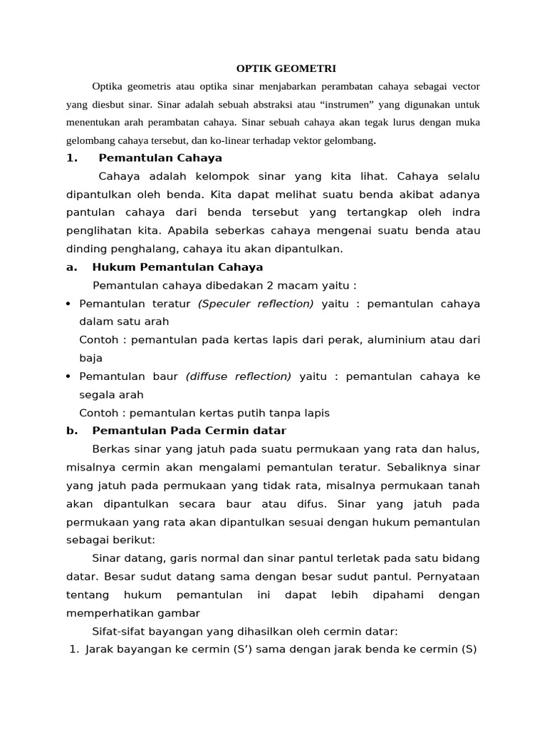 Modul Optik Geometri | PDF | Metode & Bahan Ajar | Sains & Matematika