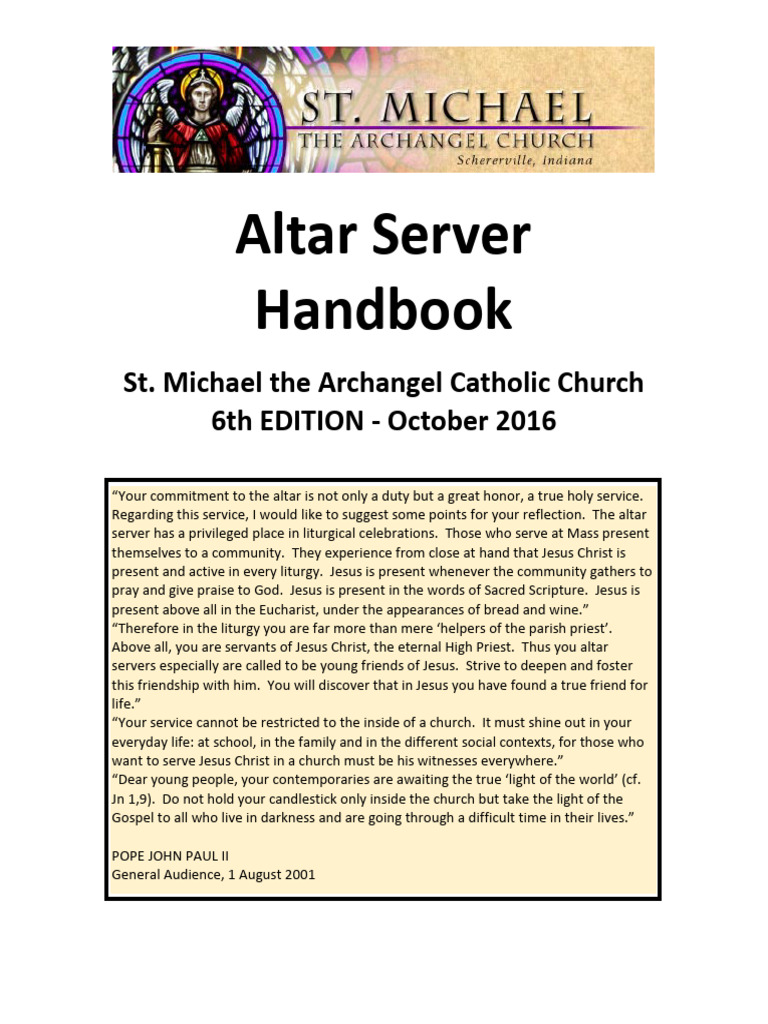 Altar Server Handbook | PDF | Eucharist | Mass (Liturgy)