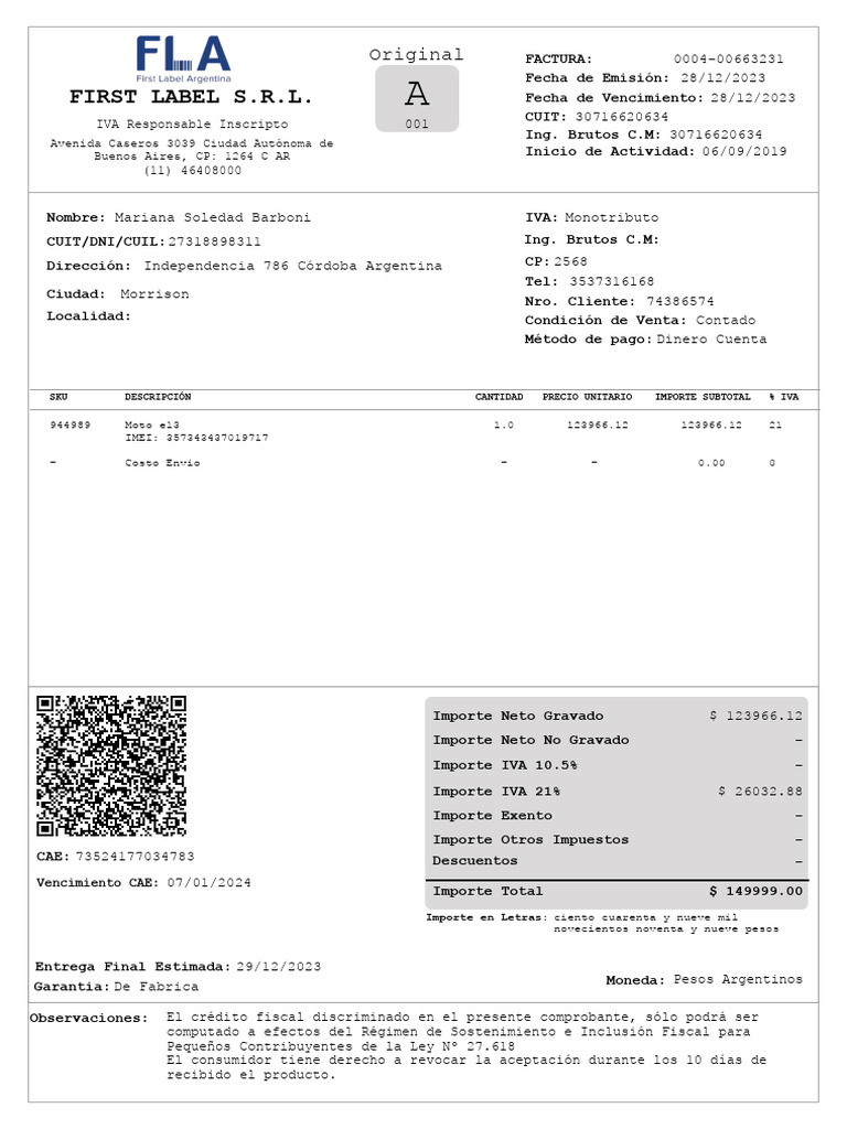 Motorola Moto E13 64gb 2gb Ram Azul Turquesa | PDF | Dinero | Economias