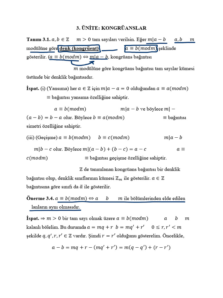 3unite Sayilar Teorisi | PDF