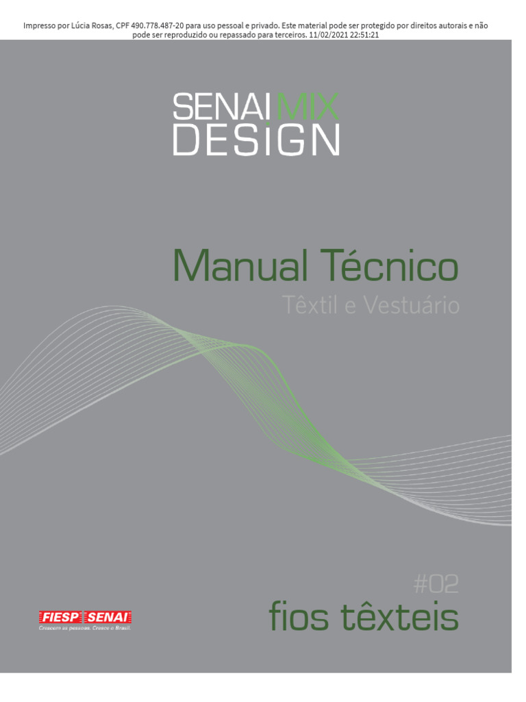 Manual Técnico Fios Têxteis Senai Pgs 1 A 10 | PDF | Têxteis | Fiação ...