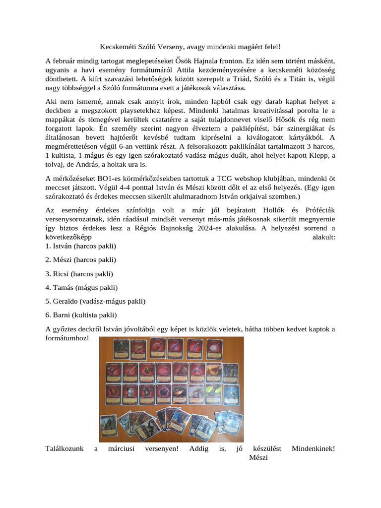 Kecskeméti Szóló Verseny | PDF