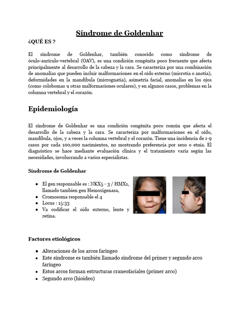 Síndrome de Goldenhar: Epidemiología | PDF | Medicina CLINICA ...
