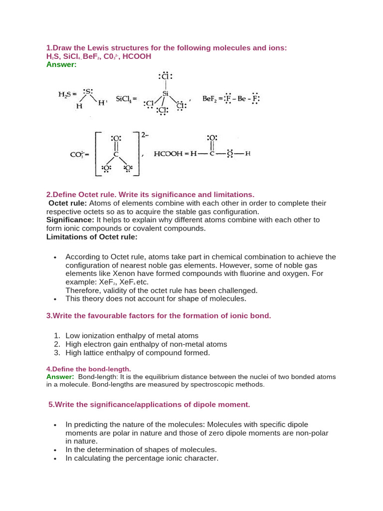 Chemical Bonding and Molecular Structure | PDF | Chemical Polarity ...