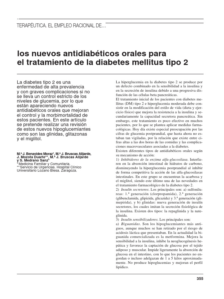 Los Nuevos Antidiabéticos Orales para El Tratamiento de La Diabetes ...