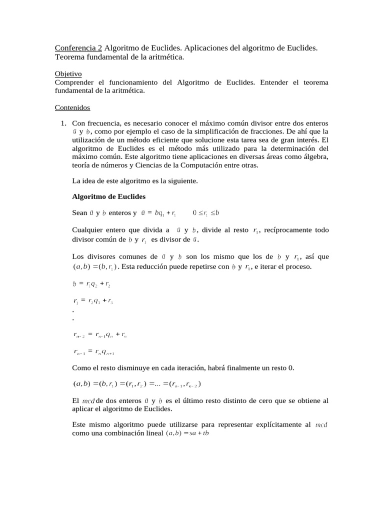 C2. Algoritmo de Euclides | PDF | Número primo | Algoritmos