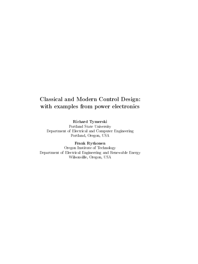 Classical and Modern Control Design | PDF | Control Theory | Electronics