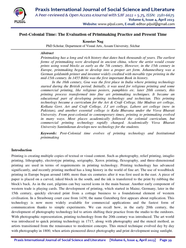 Post Colonial Time The Evaluation of Pri | PDF | Printing | Printmaking