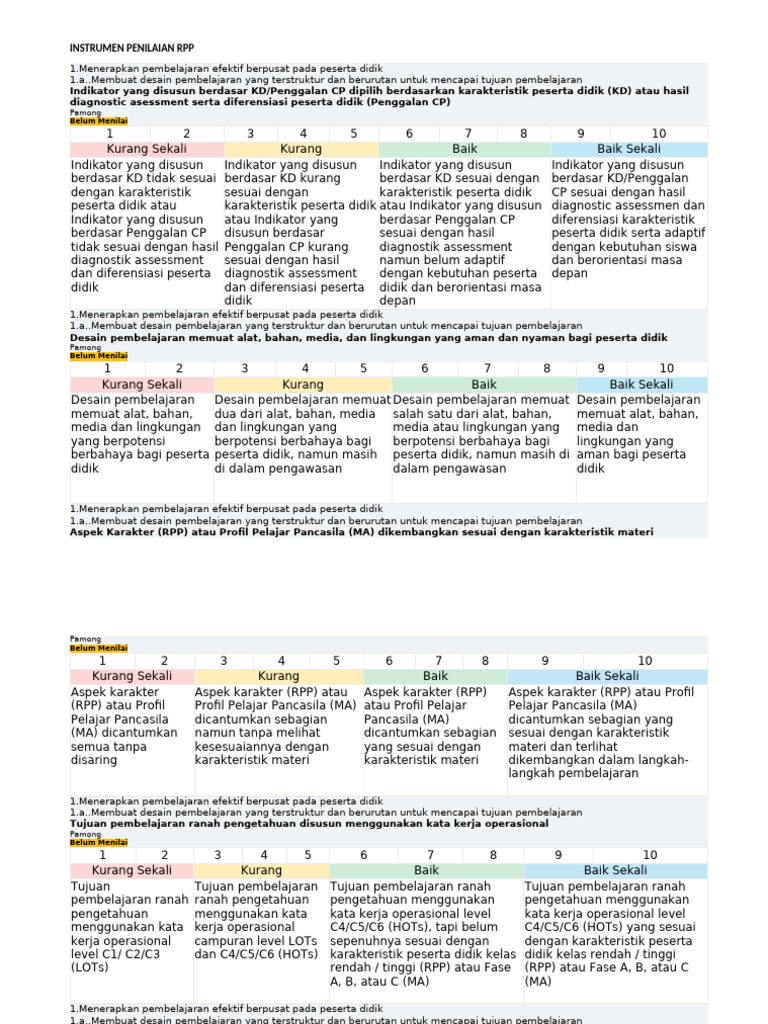 Instrumen Penilaian RPP | PDF | Karier & Perkembangan
