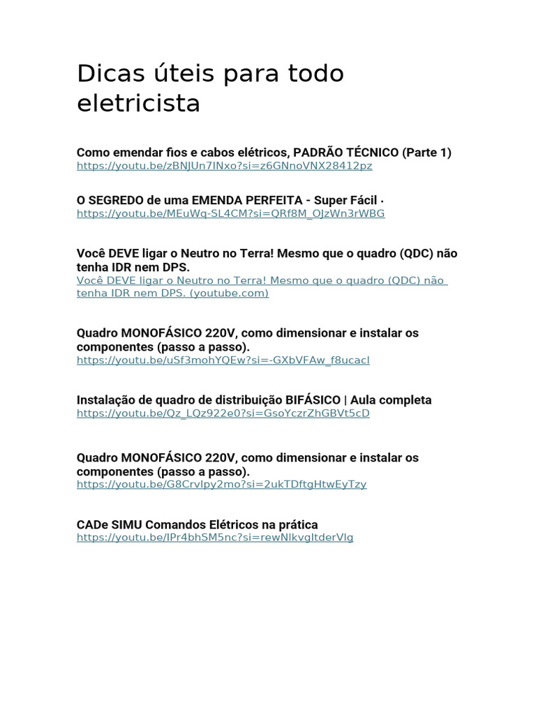 Dicas Úteis Para Todo Eletricista | PDF