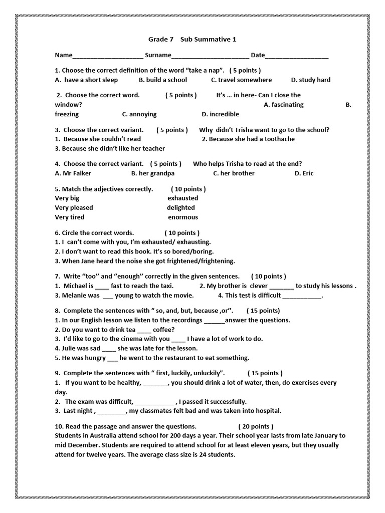 Grade 7 Sub Summative 1 - Gulshan Anar - 1 | PDF | Language Arts ...