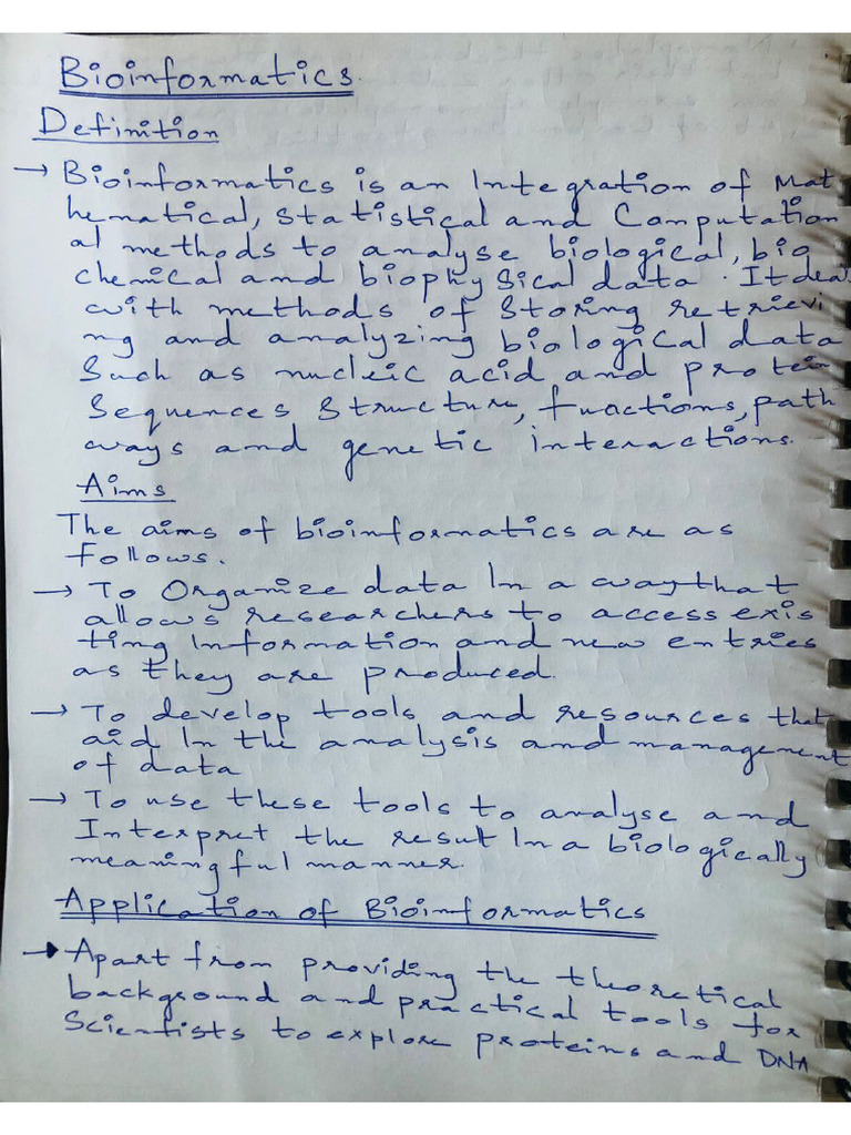 Bioinformatics Notes ? | PDF