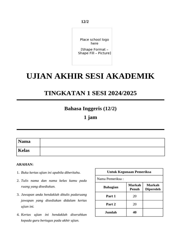 UASA Template MR Form 1 2024 - Writing (QP) | PDF