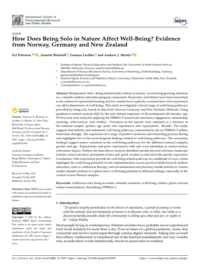 How Does Being Solo in Nature Affect Well-Being Evidence From Norway ...