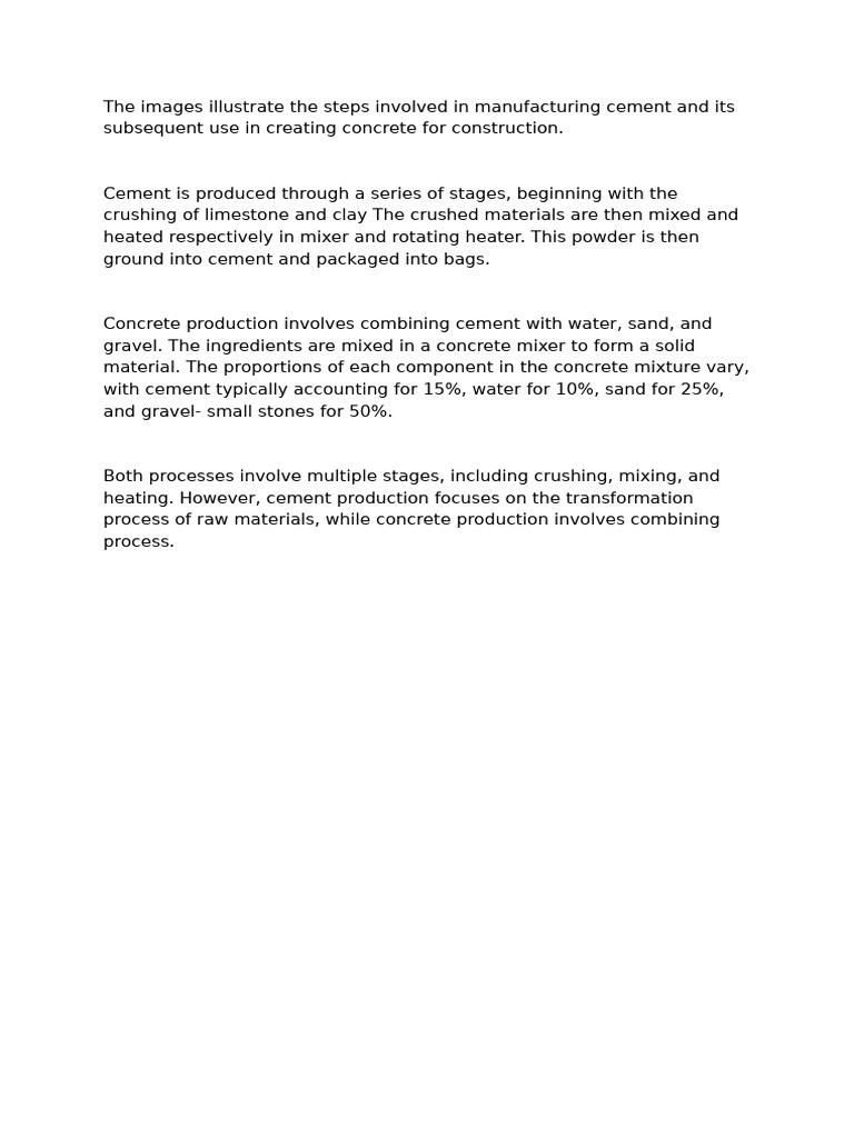 The Images Illustrate The Steps Involved In Manufacturing Cement And