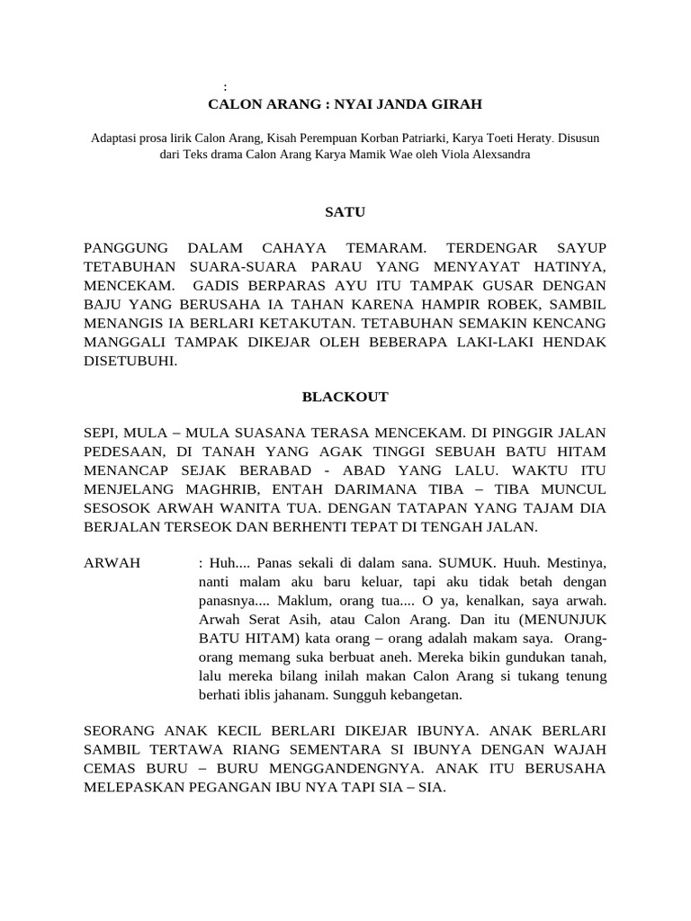 Naskah Baru Calon Arang Nyai Janda Girah | PDF