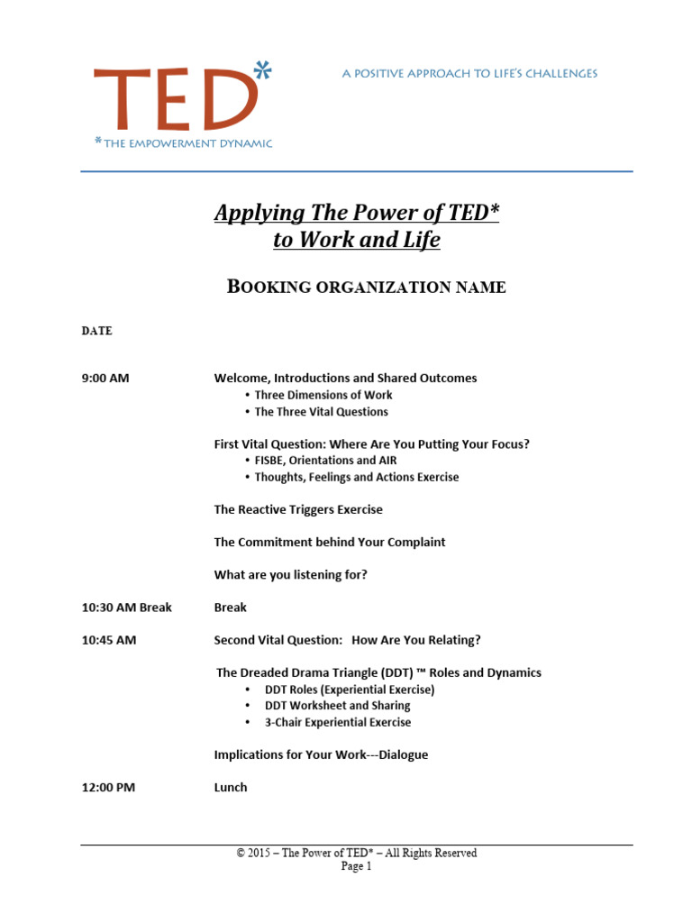 The Power of TED Medicine Wheel for Empowerment Handouts | PDF ...