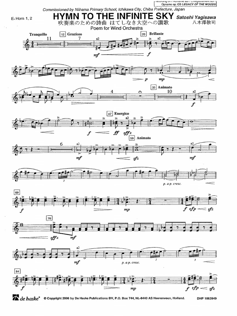 Hymn To The Infinite Sky - Eb Horn 1, 2 | PDF