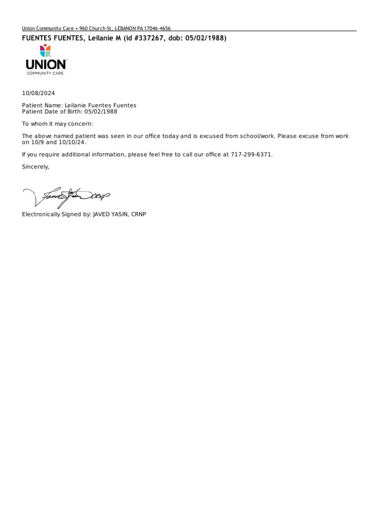 Return To Work - School (Today Only) | PDF