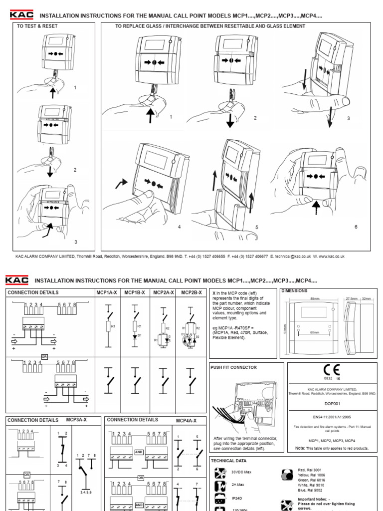 KAC Manual Call Point Installation Guide | PDF | Equipment ...