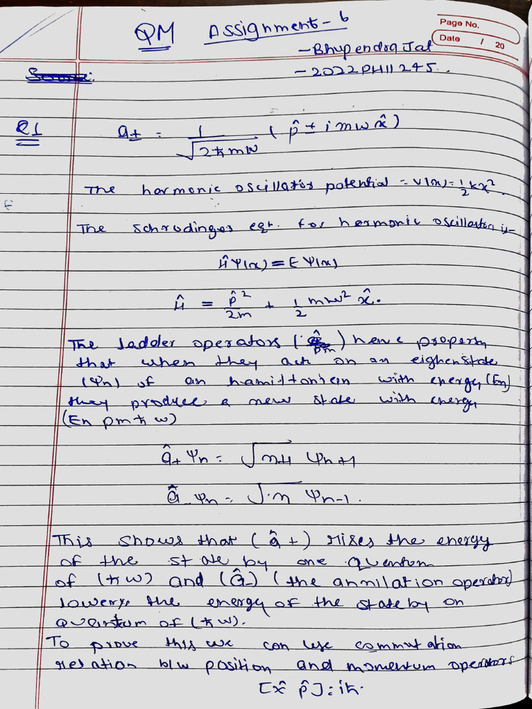 2022PH11245 QM Assignment 06 | PDF